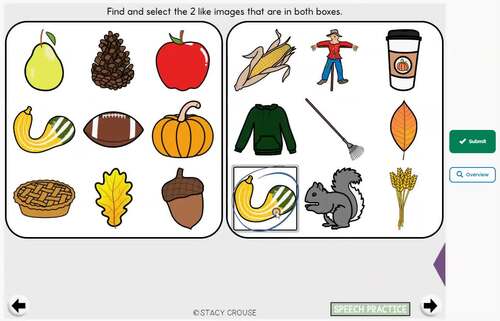 Fall Speech Therapy Game for Articulation & Language BOOM™ CARDS Click It