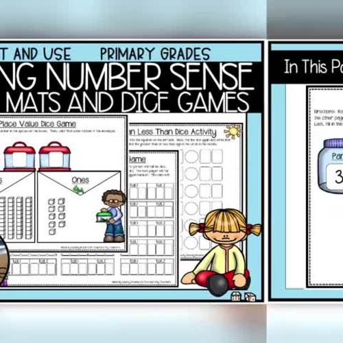 Number Sense Math Mat Activities and Dice Games for Spring by Beachy Dreams