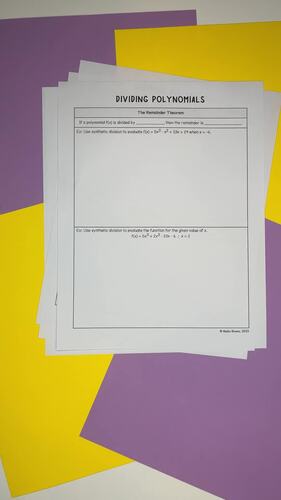 Polynomial Functions Printable Guided Notes Bundle | Algebra 2 Curriculum