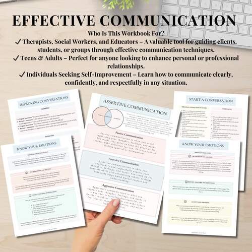 Effective Communication Workbook for Teens & Adults, Therapy Worksheets