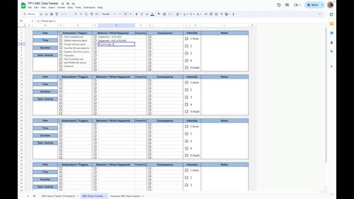 ABC Data Tracker | Editable Behavior Data Sheet for Special Ed | TPT