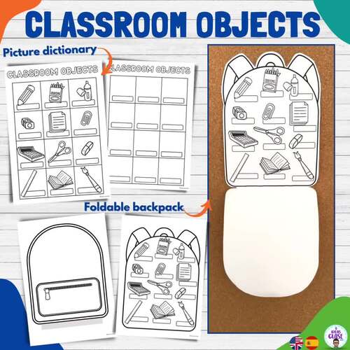 Classroom objects Spanish- English-What is in backpack school supplies