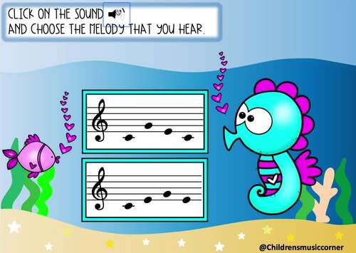 Valentine Ear training Do-Mi-So melodies Digital Task Cards in Boom Cards™