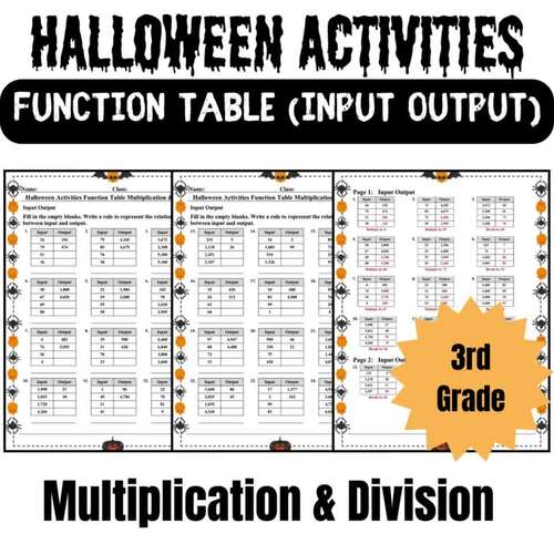 Halloween Math Worksheets | Multiplication & Division Function Tables