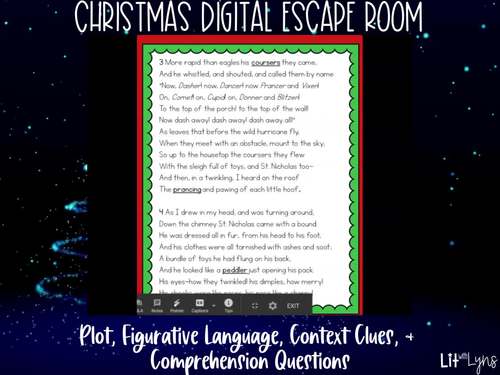 Christmas Digital Escape Room - Reading Comprehension, Plot, Vocabulary ...