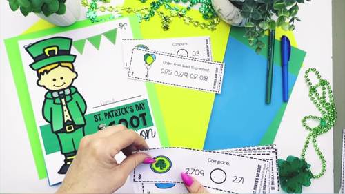 St. Patrick's Day | Compare Decimals | Order Decimals | TPT