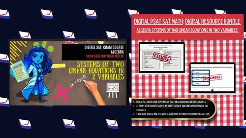 Digital SAT Prep MATH TEST BUNDLE Worksheet Algebra System of Equations