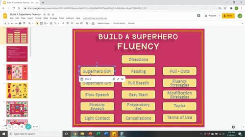 No Prep Google Slides™ Fluency Build a Superhero Game by Speech Therapy ...