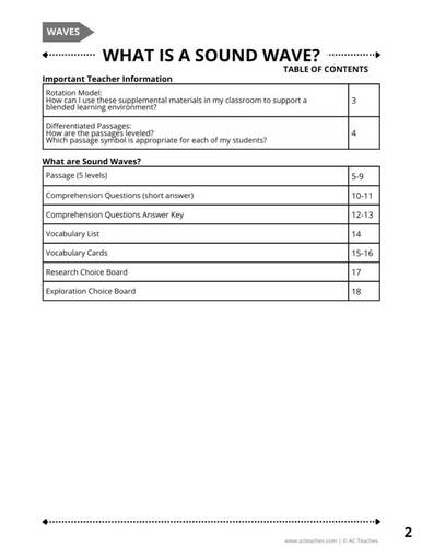 What is a Sound Wave? Differentiated Informational Text Passages & More!