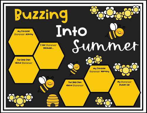 Buzzing Into Summer Bee-Themed Summer Craftivity Bulletin Board Idea
