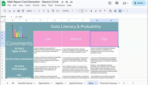 Ontario Report Card Comments Grade 7 Math Comment Generator by Stacey's ...
