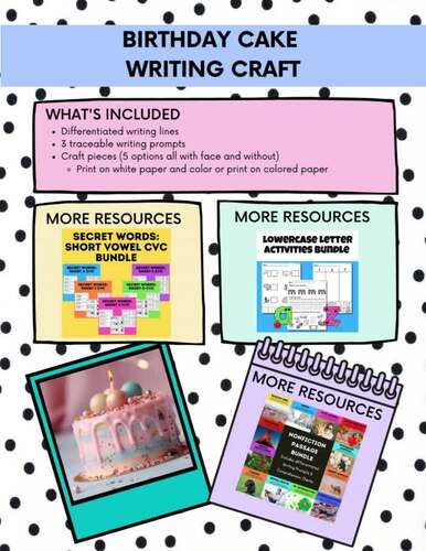 Happy Birthday Cake Writing Craftivity - Fun & Engaging Writing Prompts ...