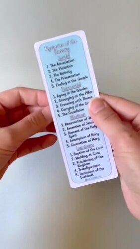 Holy Rosary Mysteries Catholic Prayer Card Bookmark Craft Coloring Activity