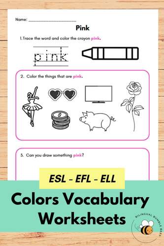 ESL Colors Worksheets | Preschool, Kindergarten, 1st grade, 2nd grade