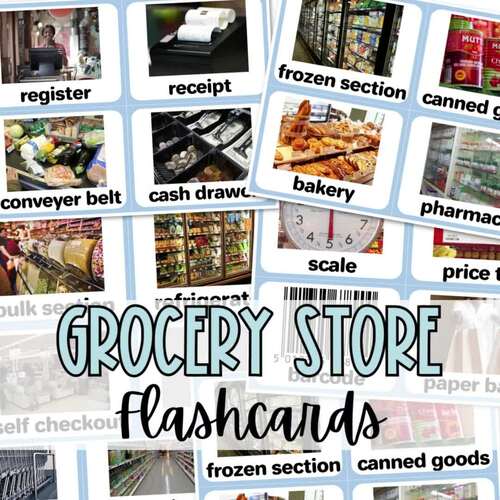 Grocery Store Vocabulary Flashcards ESL Speech Life Skills with Real ...