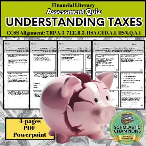 UNDERSTANDING TAXES - Financial Literacy Assessment Quiz Test | TPT