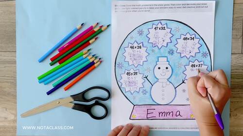 Winter Snowman Snow Globe Math Craft | January Multiplication Bulletin ...