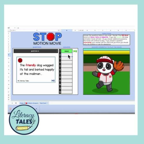 Self-Checking & Printable Parts of Speech Google Sheets Nouns Verbs ...