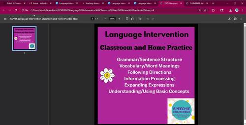 Language: Home Practice and Classroom Practice LI1 by Speechie Chatterbox
