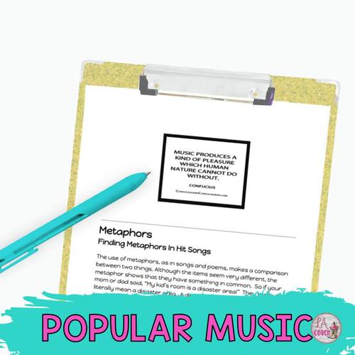 Similes and Metaphors in Popular Music 1 by LA Coach | TPT