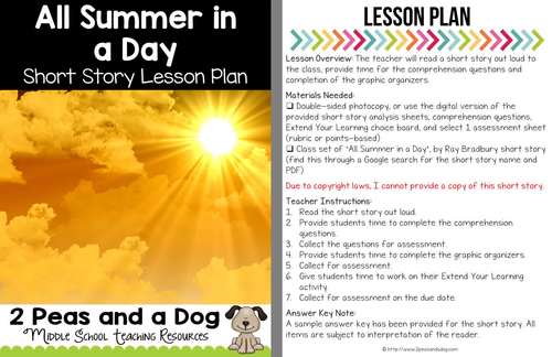 All Summer in a Day Short Story Lesson by 2peasandadog | TPT