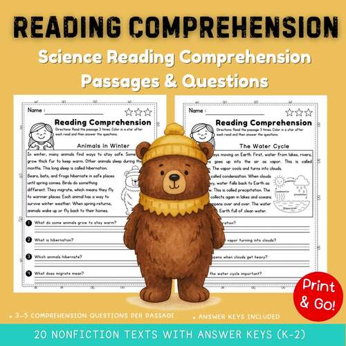 Science Reading Comprehension Passages & Questions | Kindergarten to ...