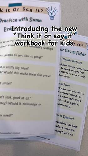 Social skills, think it or say it worksheets bundle, social emotional ...