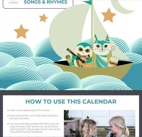 SONGS & RHYMES Listening Calendar with 30 days of songs and activities
