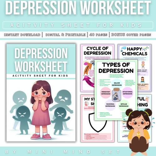Depression Coping Skills Activities for Kids | Mental Health SEL Worksheet