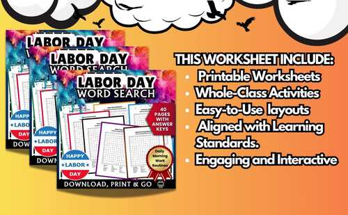 September Labor Day Words Search Activities 3rd,4th,5th,6th,7th,8th,9th