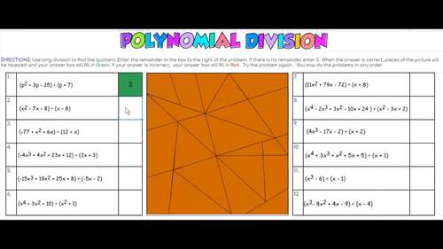 Polynomial Long Division Digital Plus Print by Joan Kessler | TPT