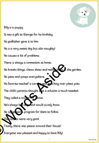 Leveled Reading Writing Passage SpEd ESL Text by Words Aside | TPT
