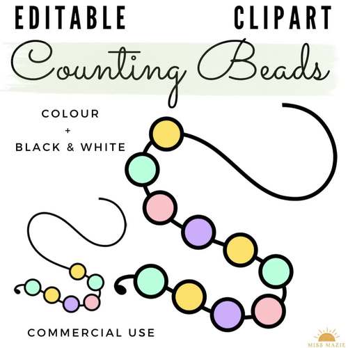 Clipart - Counting Beads - Editable - Commercial Use by Miss Mazie Clipart