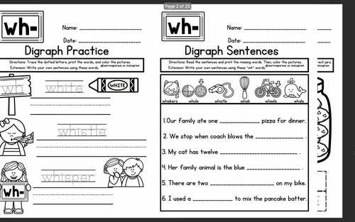 Wh Worksheet Packet - Digraphs Worksheets + Activities PreK ...