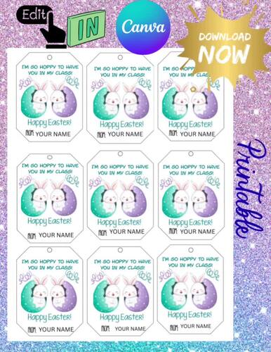 Editable Easter Gift Tags Canva + Printable Version | Bunny Classroom ...