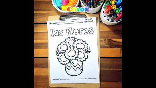 Day of the Dead Coloring Sheets with English & Spanish Vocabulary ...