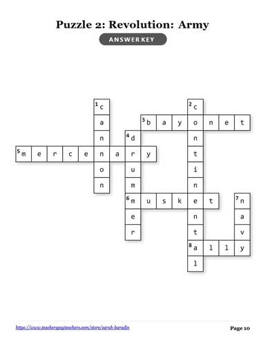 American Revolution Heroes & Battles US History Crossword Puzzle With ...