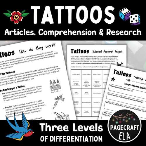 Tattoos Reading Articles | Differentiated Comprehension | Research Project