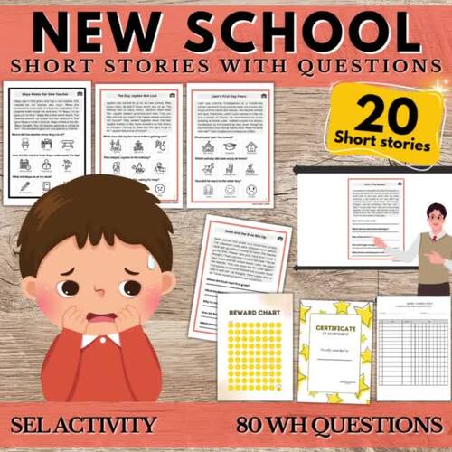 Back To School New School Short Stories W/ Question Worksheets SEL ...