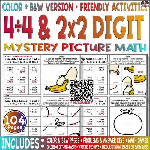 One step Division 4 ÷ 4 Digit,Mult 2 x 2 Digit |Mystery Picture, Solve ...