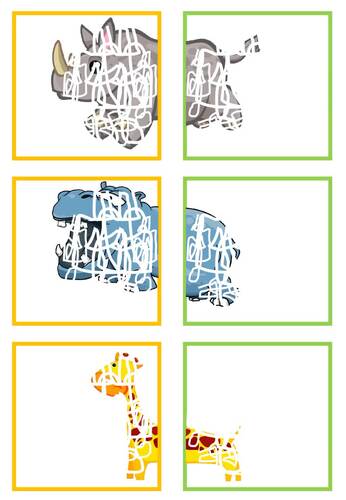 Matching Cards Half Halves PreK Autism Therapy ANIMALS by Words Aside