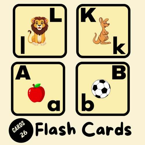 Colorful Learning Toys 26- Uppercase & Lowercase Letters, ABC Cards