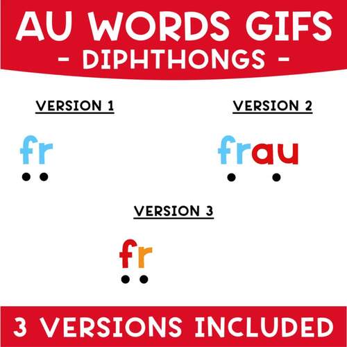 AU Words Diphthongs GIFS by Teacher Cloud | TPT