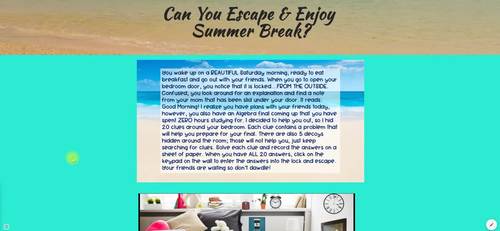 Algebra 1: 2nd Semester Final Exam Review Digital Escape Room | TpT