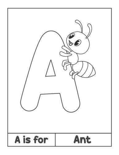 Alphabet Coloring & Vocabulary Book – A to Z Animals and Objects.