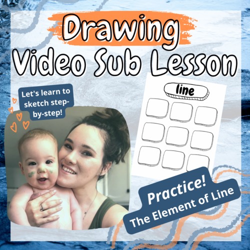 Line Drawing Lesson Video, Worksheet, & Game | Sub Plan | Low-prep