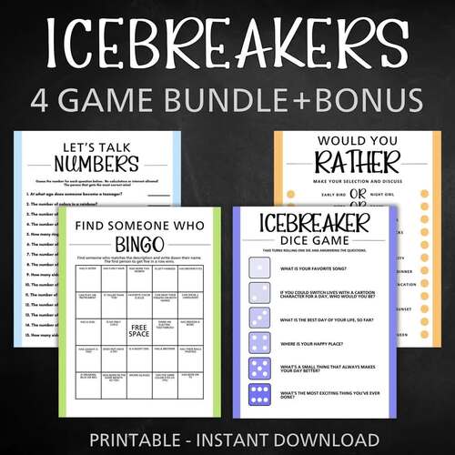 Icebreaker Games Bundle, Printable Conversation Starters, Classroom ...
