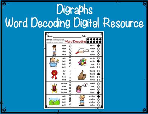Digital Digraph Word Decoding for Google Slides: Individual & Mixed Sounds