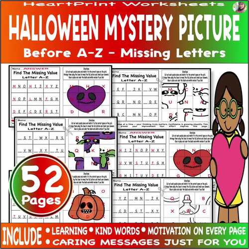 Halloween Mystery Picture : Missing Letter Before A-Z | Kindergarten ...