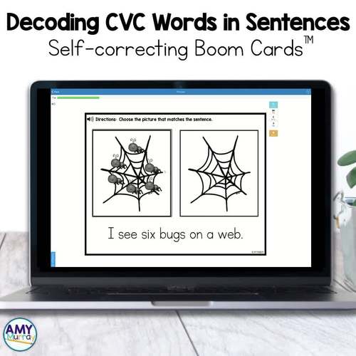 Decoding CVC Words in Sentences Boom Cards™ Digital Centers | TPT